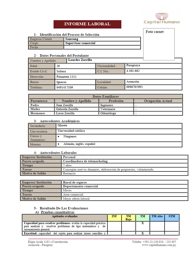 Modelo de Informe Laboral | PDF | Cognición