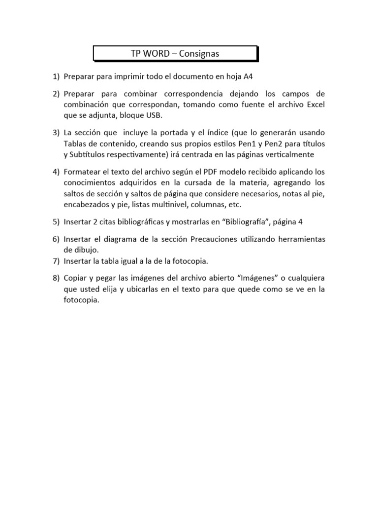 Consignas TP WORD Completo | PDF