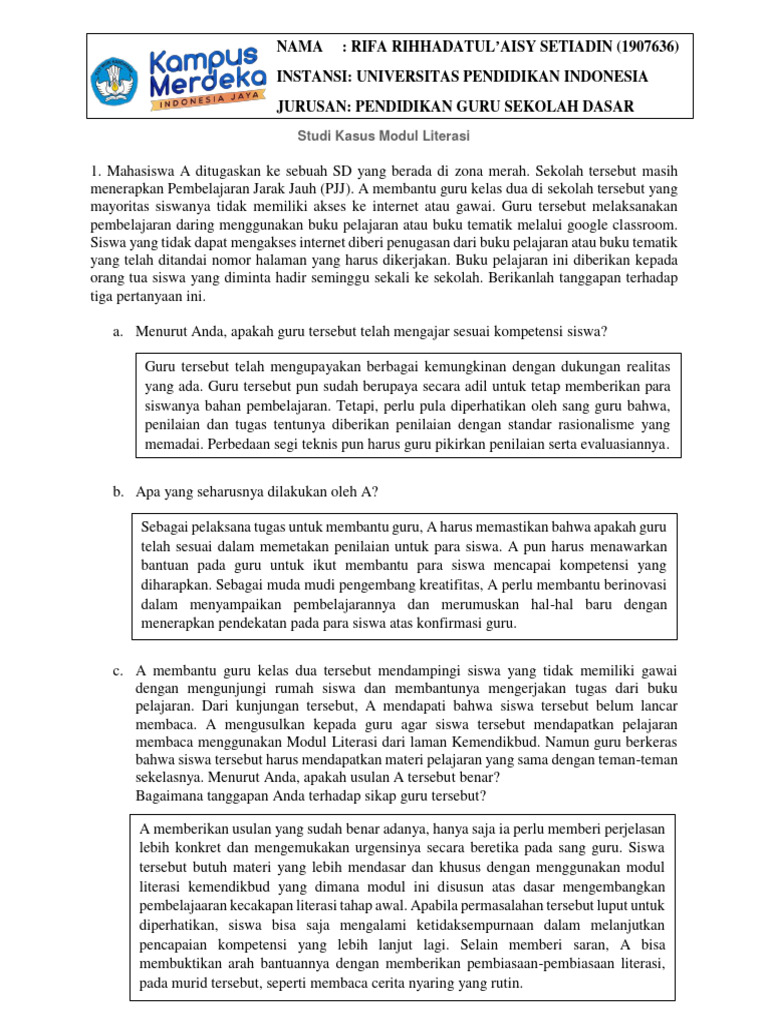 1 - Studi Kasus Modul Literasi | PDF