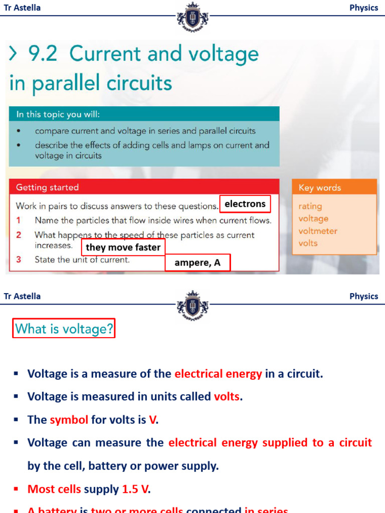 9.2 Current and Voltage in Parallel Circuits | PDF | Series And ...