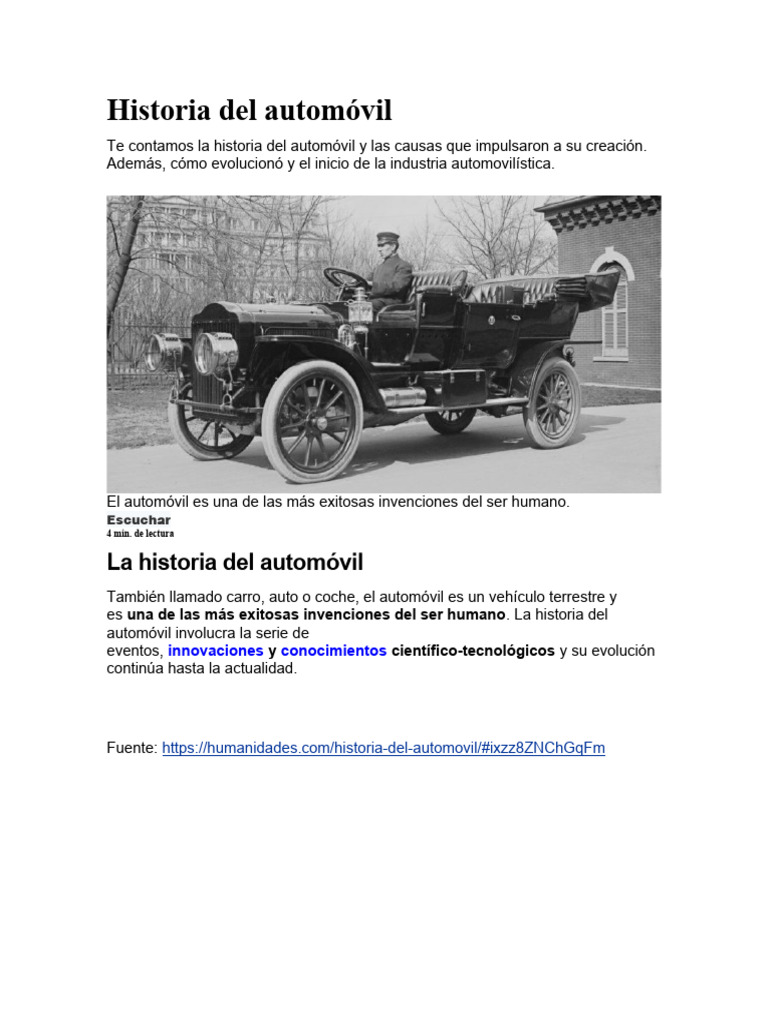 La Historia Del Automóvil | PDF