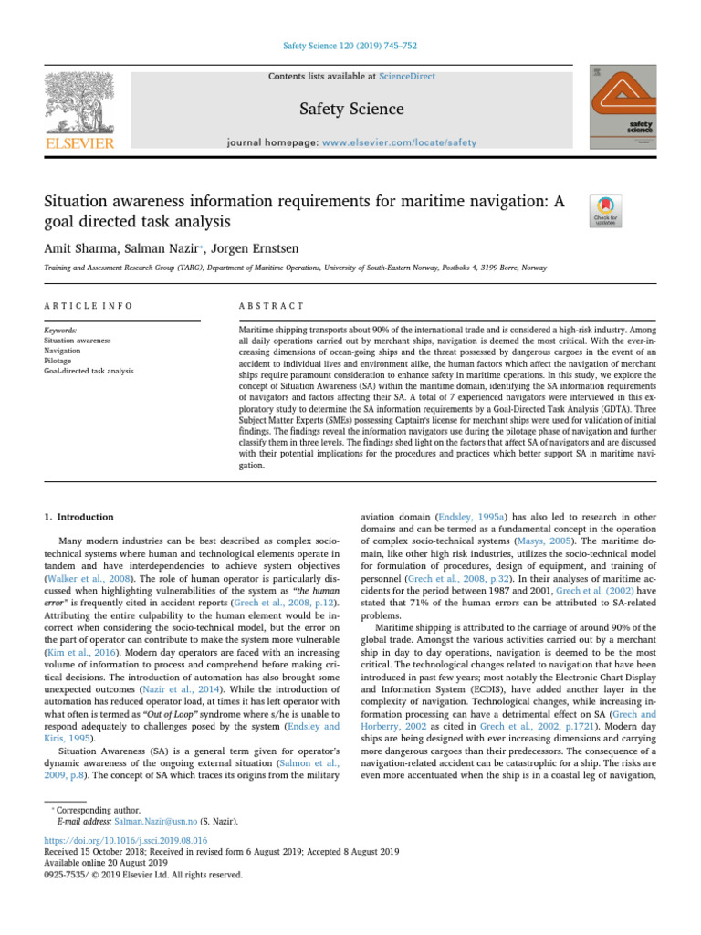 Situation Awareness Information Requirements For Maritime Navigation ...