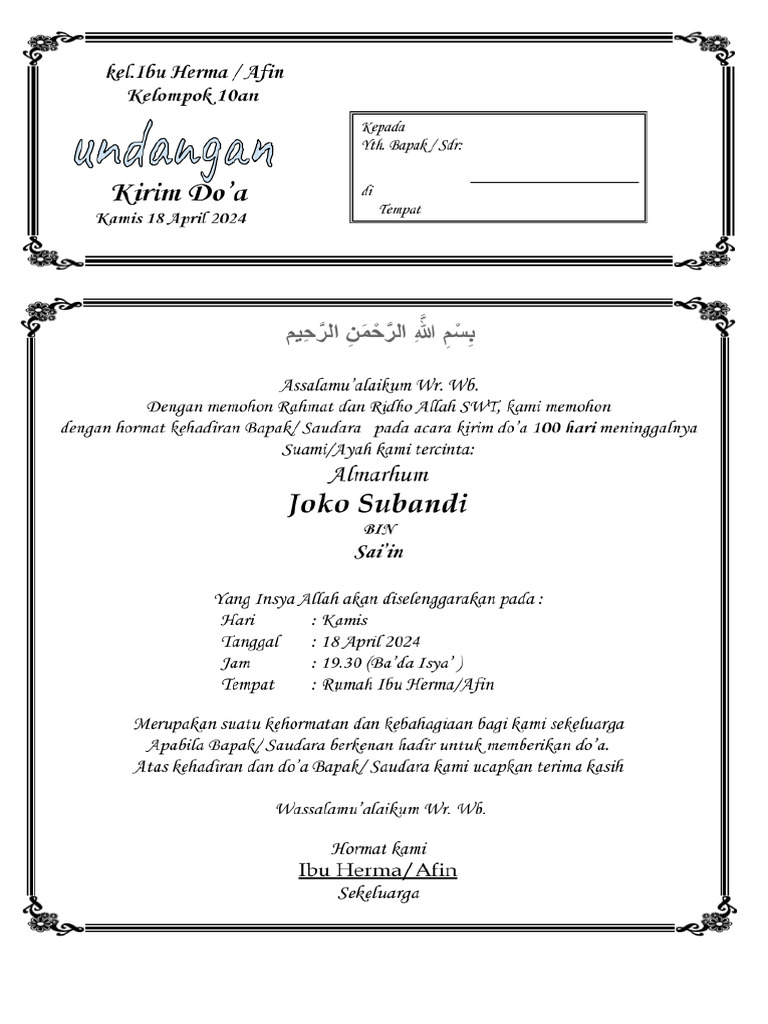 Undangan 100 Hari Ayah | PDF