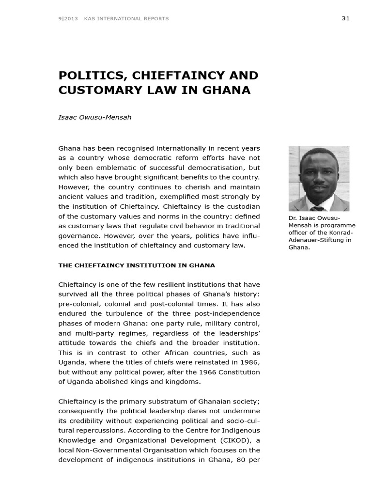 Chieftaincy and Politics in Ghana | PDF | Political Science | Government