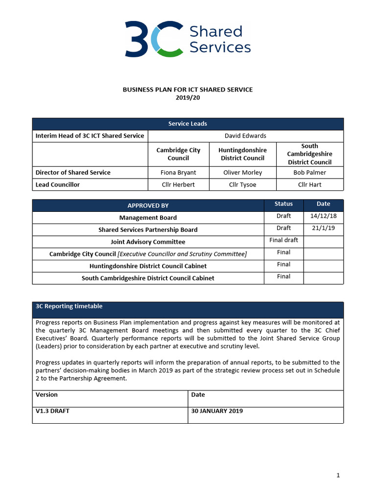 ICT Shared Service Business Plan | PDF | Computer Network | Information ...