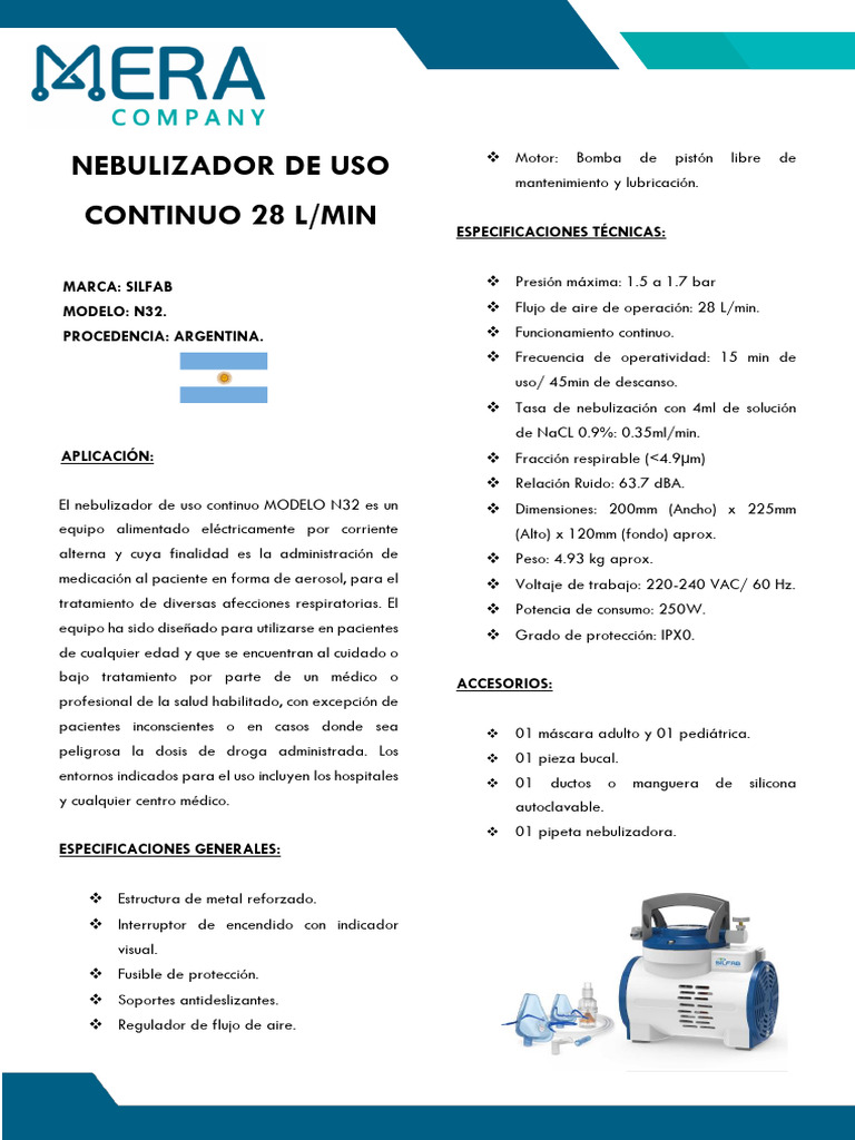 Nebulizador Uso Continuo Silfab N32 | PDF