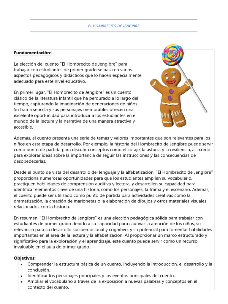 Estrategias Didácticas con "El Hombrecito de Jengibre" | PDF ...