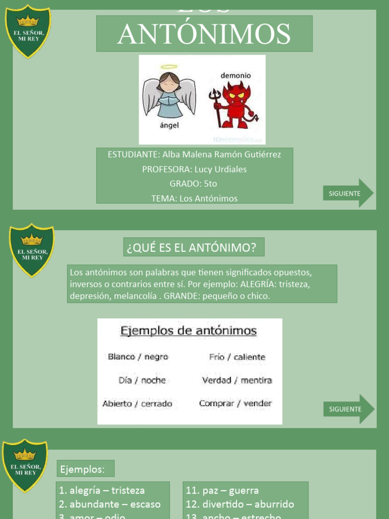 Definición y Ejemplos de Antónimos | PDF