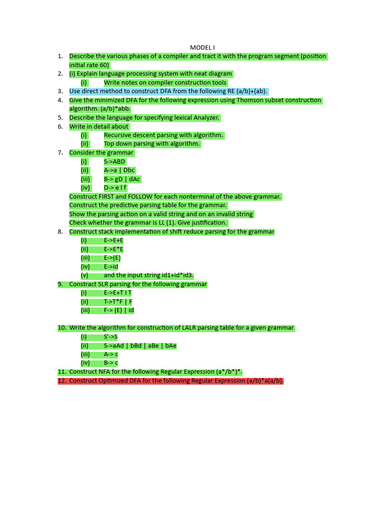 CD Ques | PDF | Parsing | Regular Expression