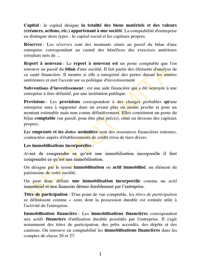 Terminologie comptable essentielle | PDF | Capitaux propres | Comptabilité