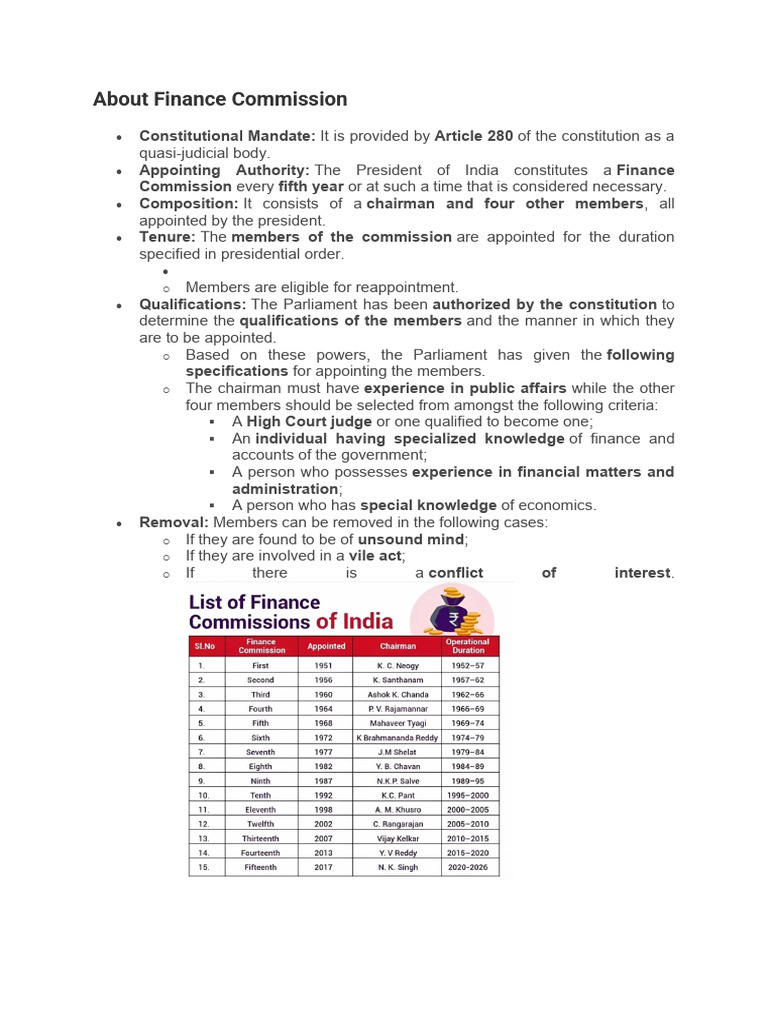 About Finance Commission | PDF | Taxes | Government Of India