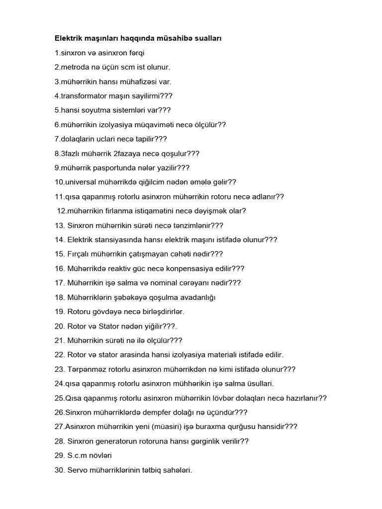 Masinlar Haqda Suallar | PDF