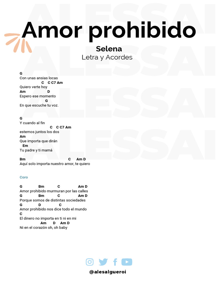 Amor Prohibido - Selena (Letra y Acordes Ukulele) X | PDF