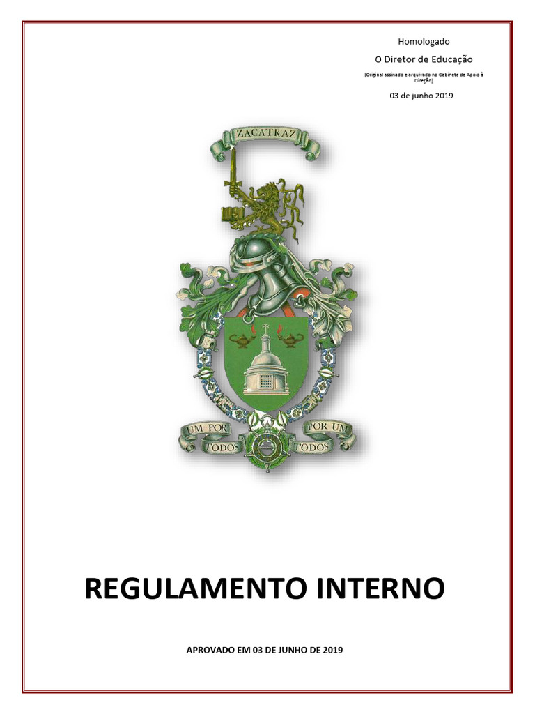 Regulamento Interno | Download grátis PDF | Faculdade | Ciência militar
