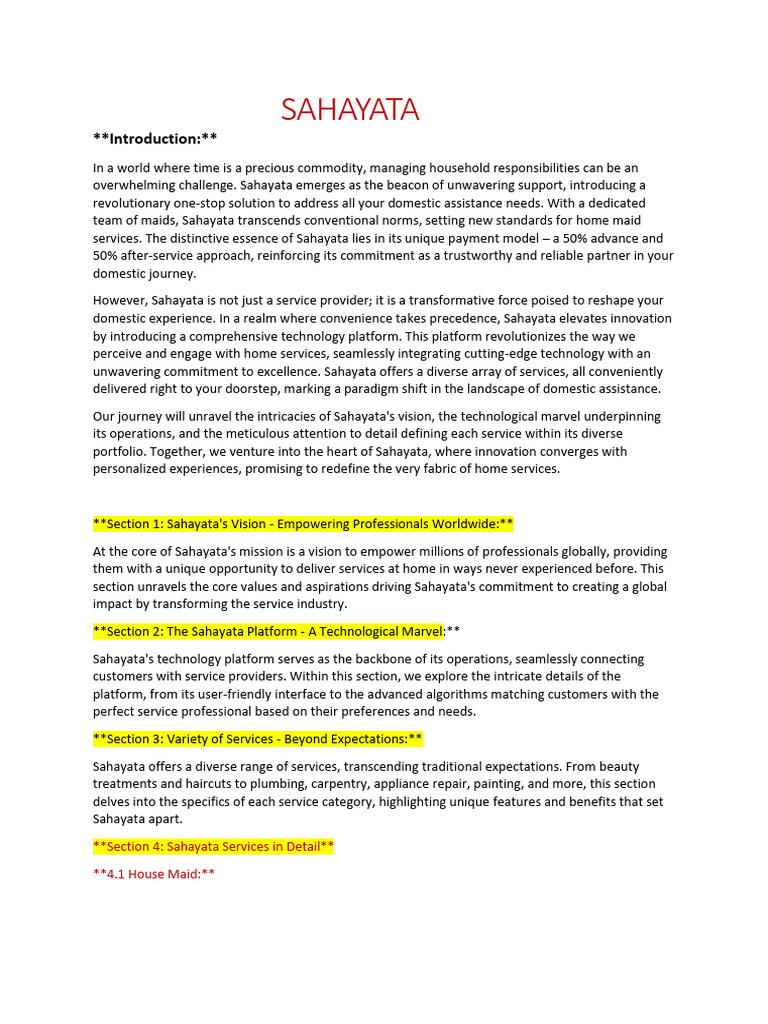 Sahayata: Revolutionizing Home Services | PDF | Plumbing | Carpentry