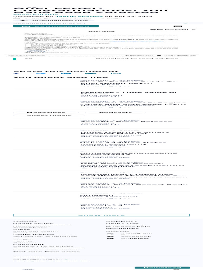 Offer Letter Congratulations! You Have Been Sele | PDF | Scribd | Computing