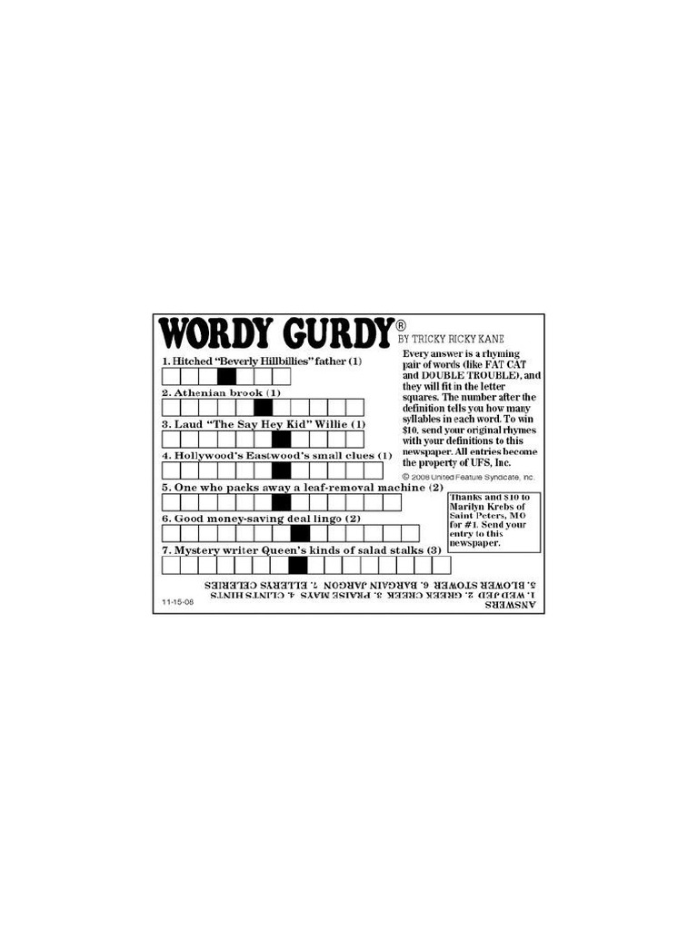 Wordy Gurdy_with answers | PDF