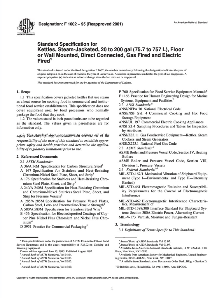 Astm F1602-95-R01 | PDF | Stainless Steel | Boiler