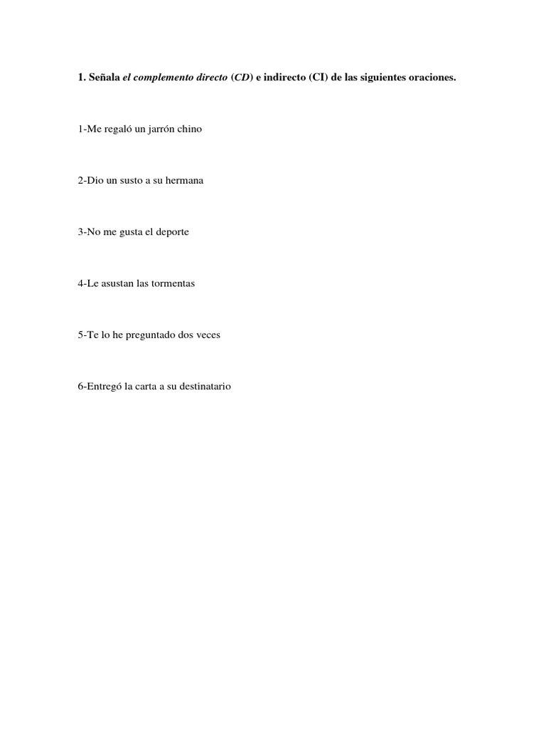 Identificación de Complementos Directos e Indirectos | PDF | Arte