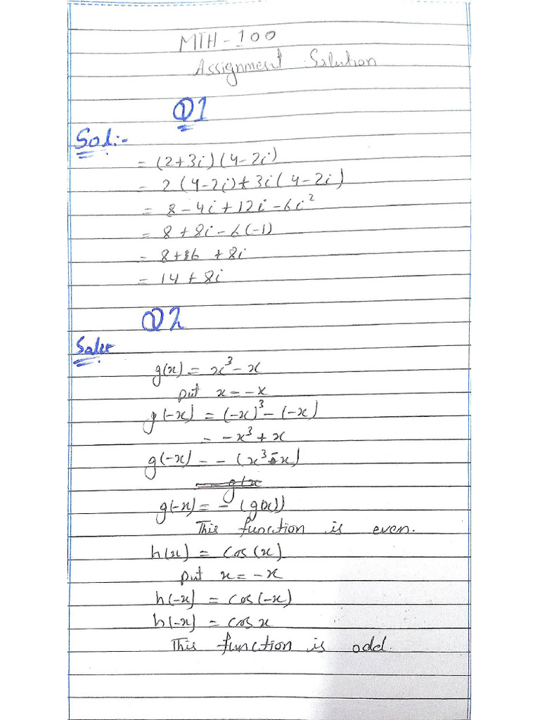 MTH100 (MR - Mansoor) Assignment No1 Solution 2024 by @studywithhamza25 | PDF