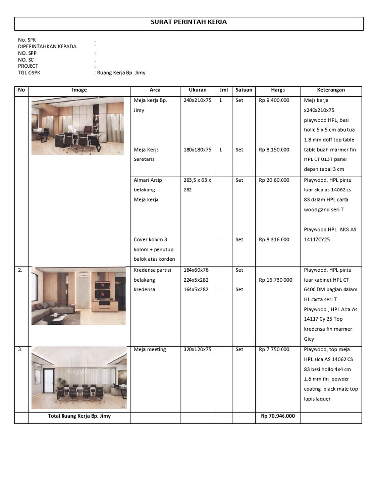 Contoh Surat Perintah Kerja SPK | PDF