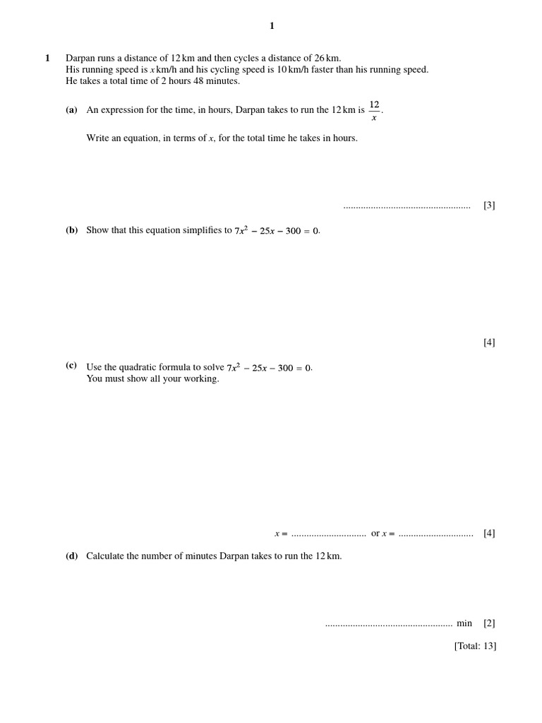 HWT4 | PDF | Speed | Quadratic Equation