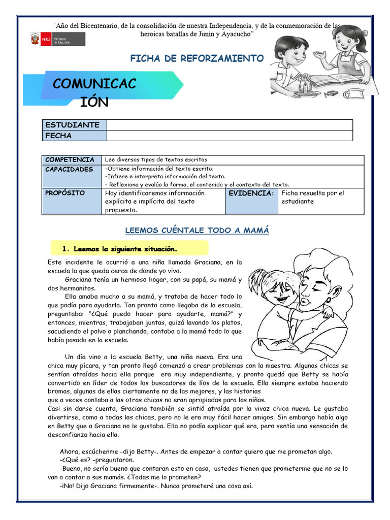 Reforzam-Comun-Leemos Cuentale Todo A Mamá | PDF