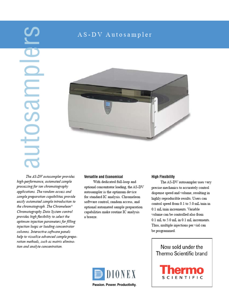 DS AS DV Autosampler 01may09 2195 01 | PDF | Chromatography