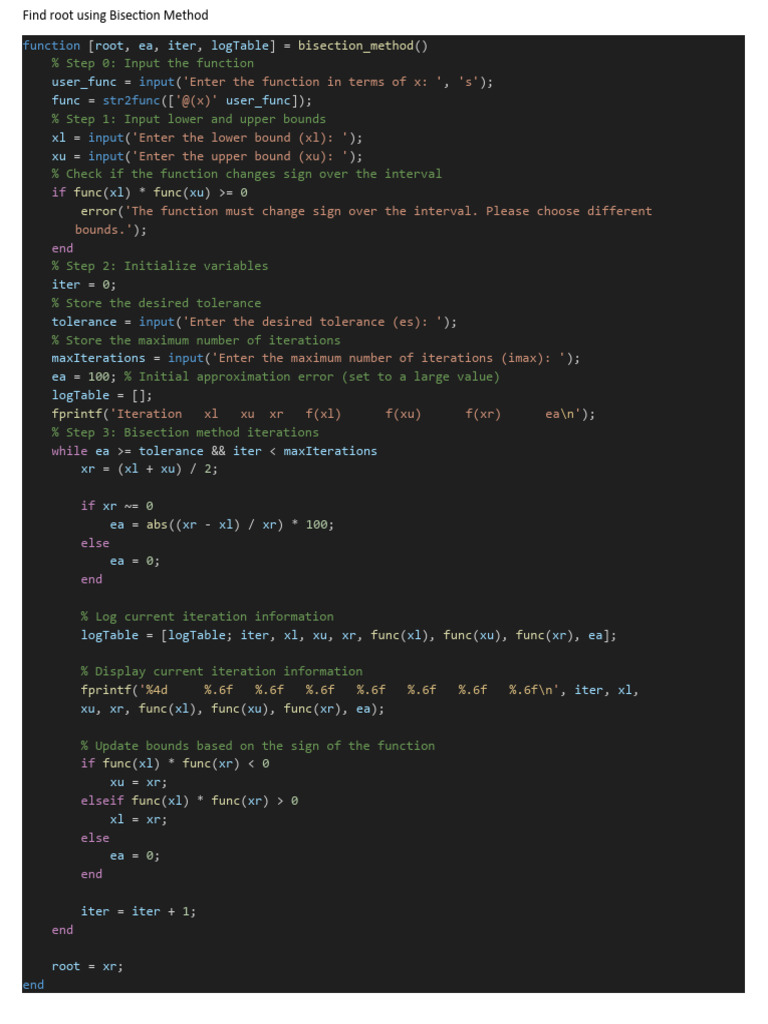 Bisection Method | PDF | Science & Mathematics