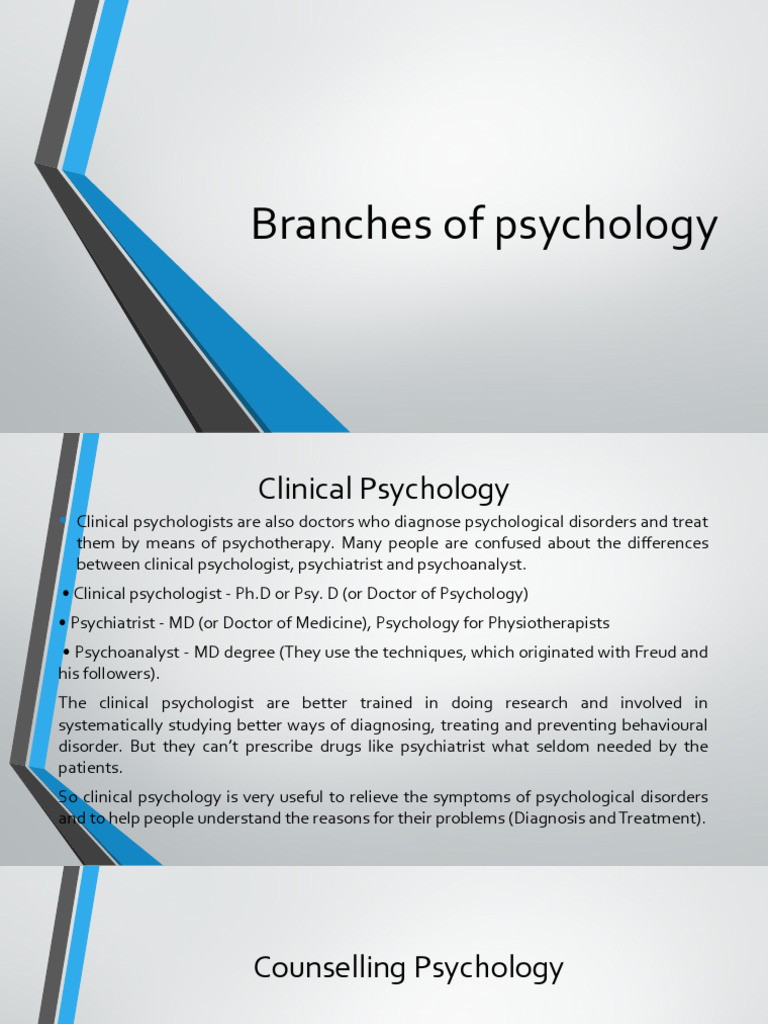 Branches of Psychology | PDF | Psychology | Psychologist