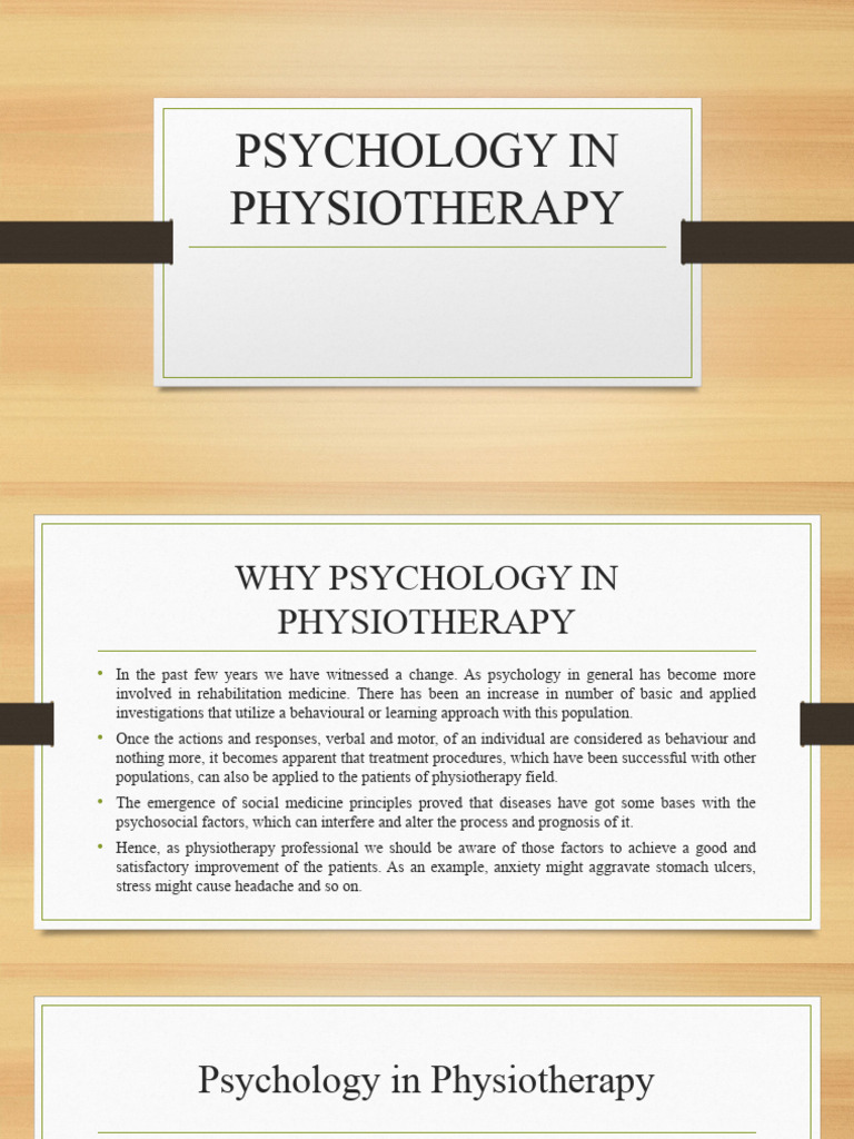 Psychology in Physiotherapy | PDF | Physical Therapy | Psychotherapy