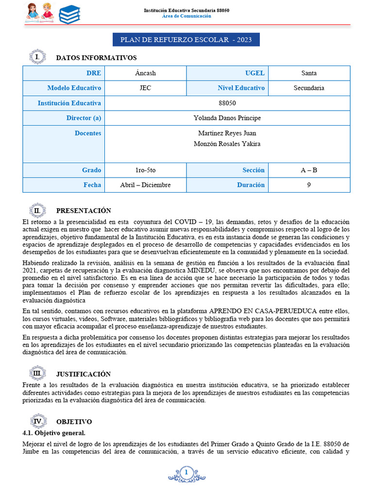MG plan de refuerzo escolar 2023 | PDF | Evaluación | Enseñando