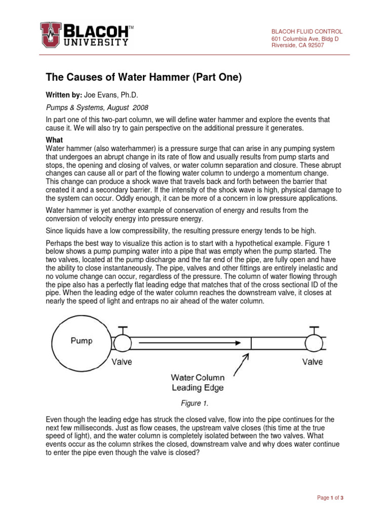 Causes of Water Hammer Explained | PDF | Pump | Waves