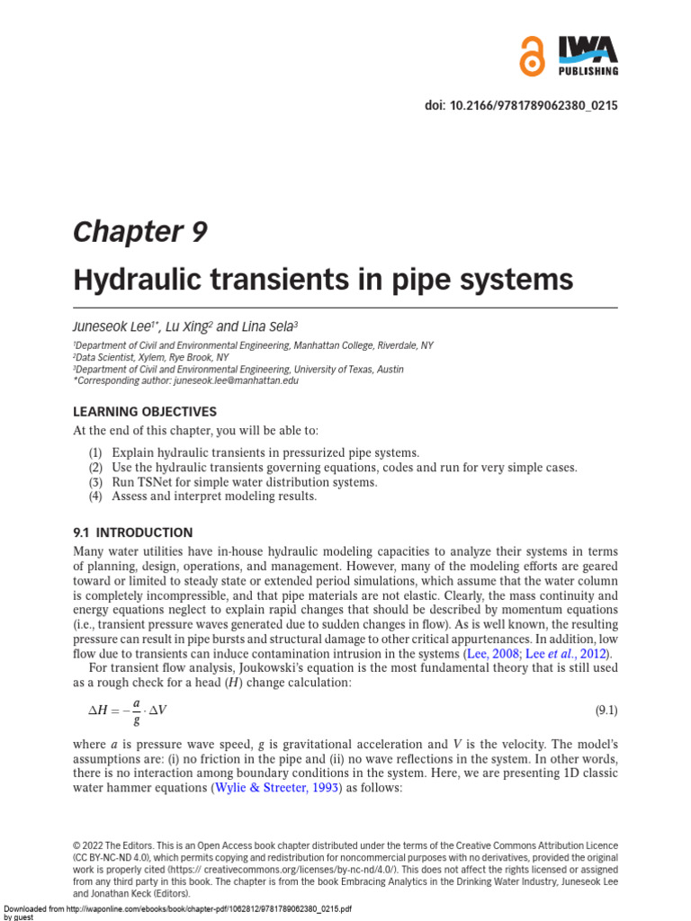 Hydraulic Transients in Water Systems | PDF | Liquids | Partial ...