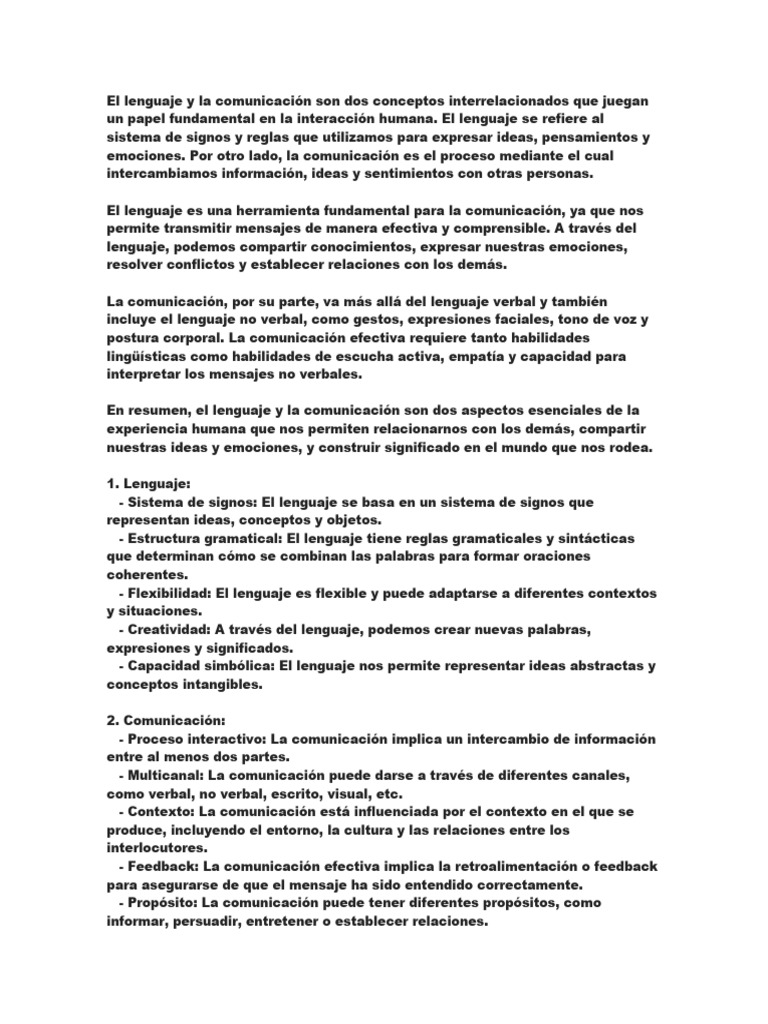 Lenguaje Y Comunicacion Pdf Comunicación Comunicación No Verbal