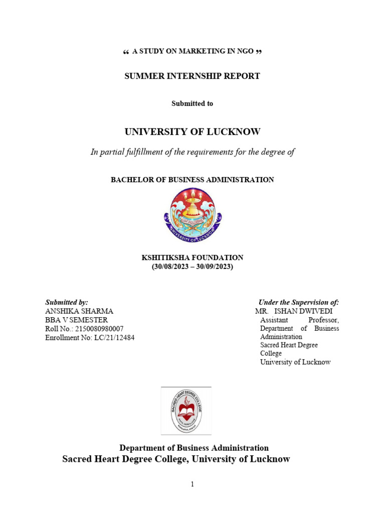 Internship Report Initial Format Pdf