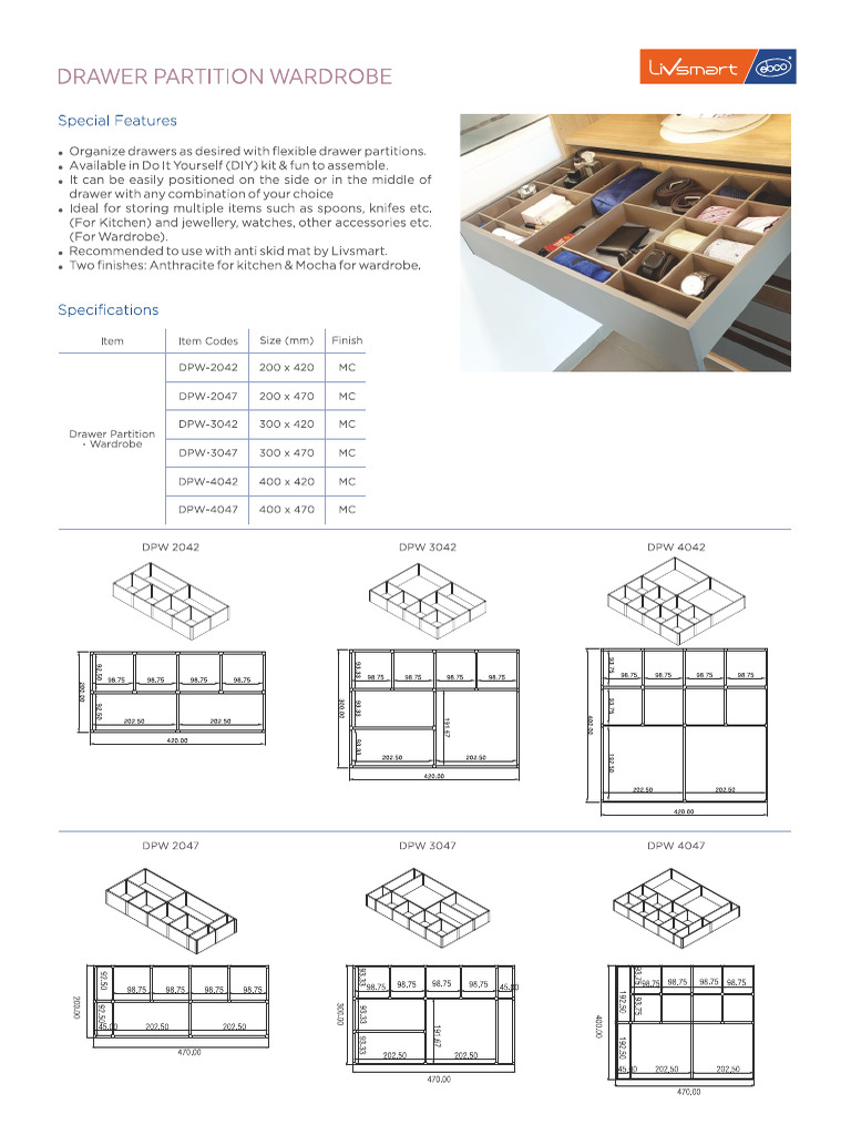 Drawer Partition Wardrobe | PDF