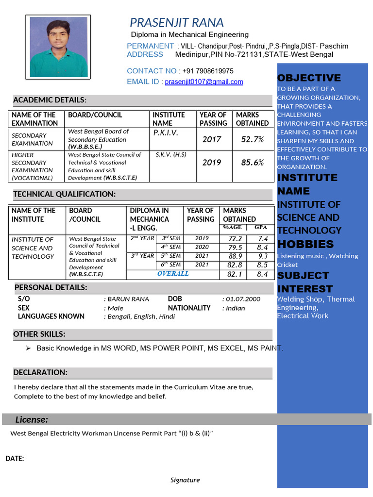 Souvik Manna CV | PDF | Educational Stages