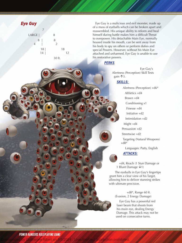 Power Rangers RPG - Monster of the Week (Eye Guy) | PDF