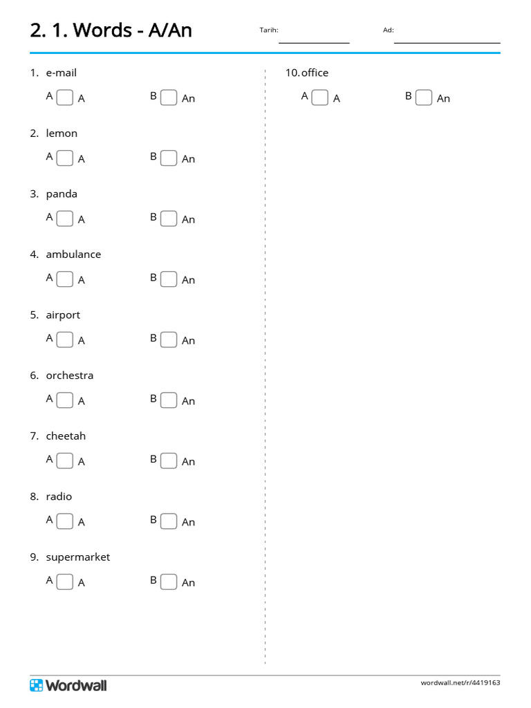 2 1 Words A An Test | PDF