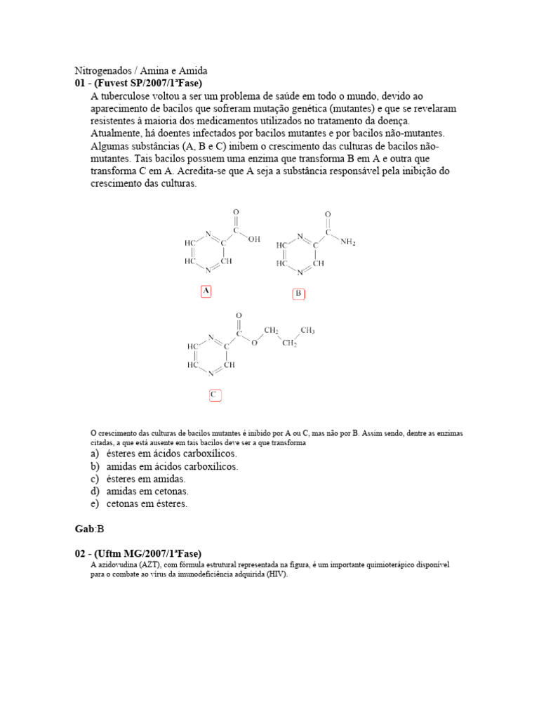 Amina e Amida: Funções Nitrogenadas | PDF | Amina | Éster