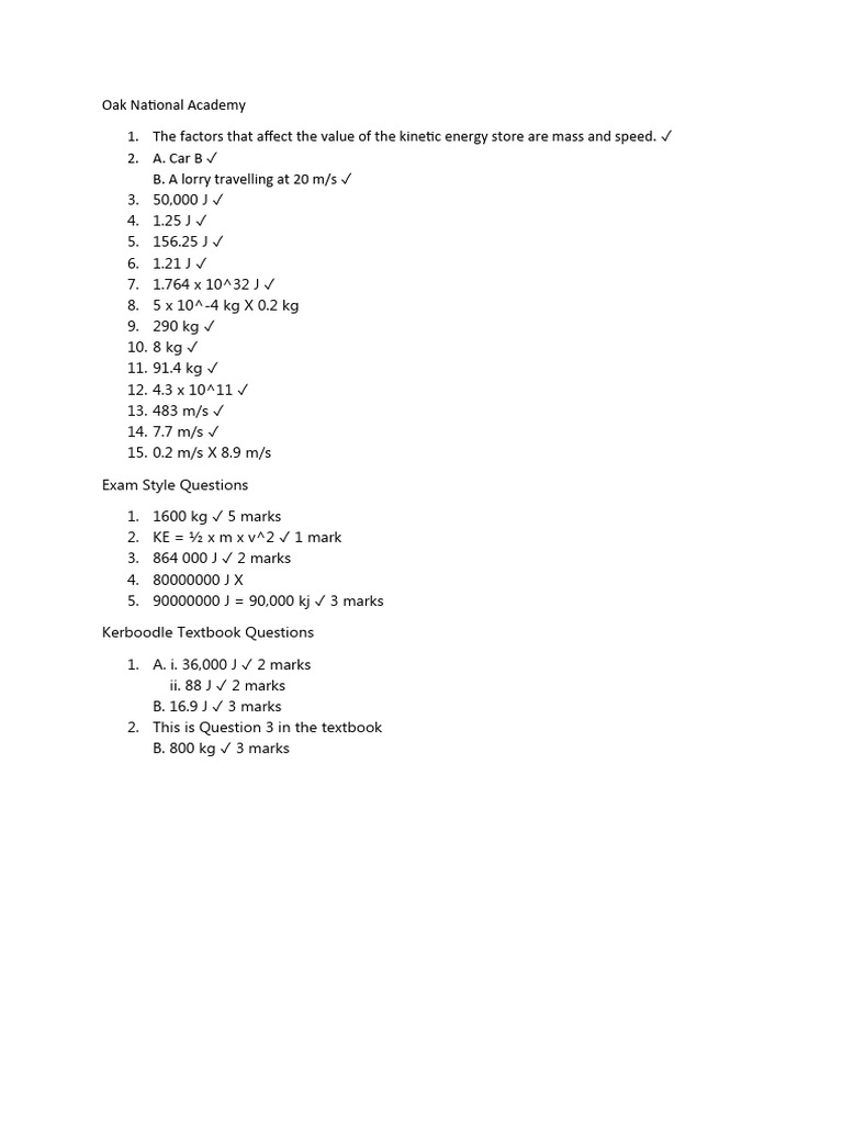 Kinetic Energy Store | PDF | Teaching Methods & Materials | Science ...