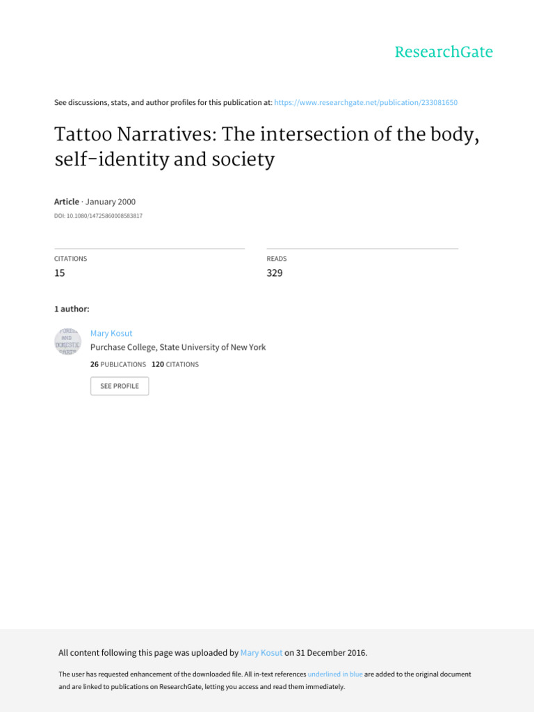 Tattoo Narratives The Intersection of TH | PDF | Tattoo | Narrative