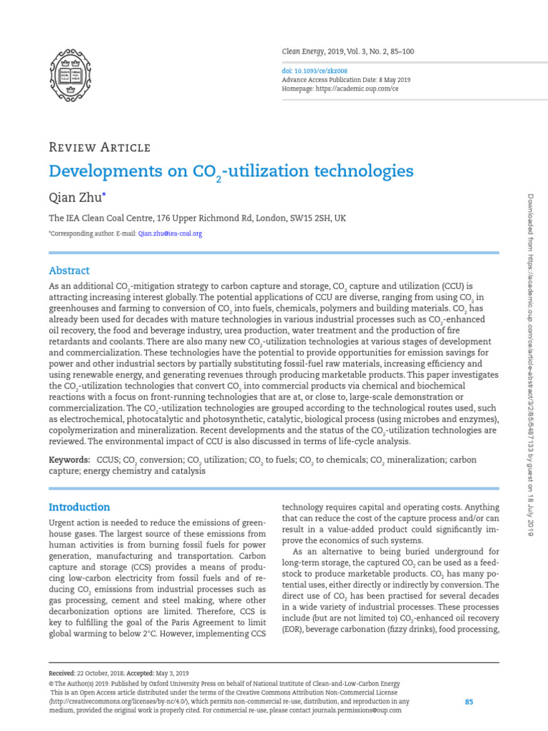 CO2-utilization Technologies | PDF | Carbon Capture And Storage ...