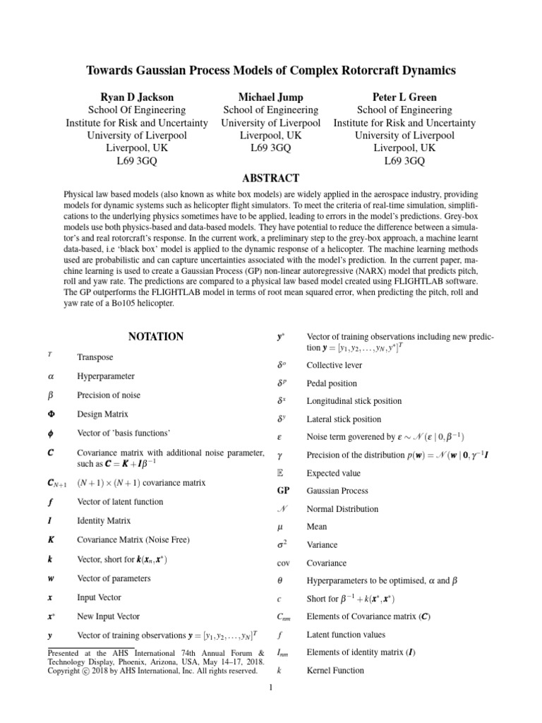 Towards Gaussian Process Models Of Complex Rotorcraft Dynamics Final Pdf Simulation