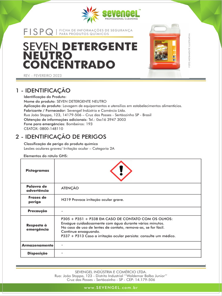 20 Seven Detergente Neutro Concentrado - Rev - 231101 - 162447 | PDF | Embalagem e rotulagem ...