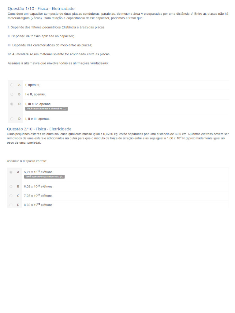 Fisica - Eletricidade - APOL 1 | PDF Fisica - Eletricidade - APOL 1 | PDF