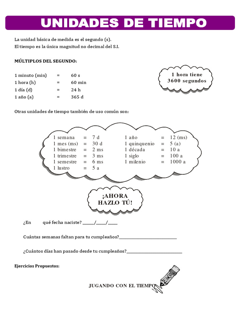 Ejercicios de Unidades de Tiempo para Cuarto de Primaria | PDF