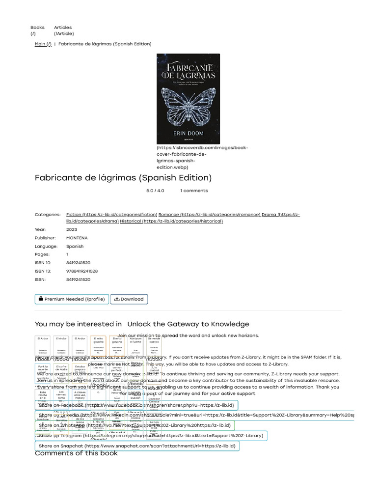 Fabricante de Lágrimas (Spanish Edition) Book - Z-Library | PDF