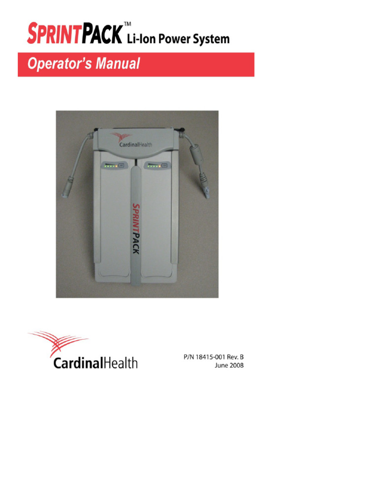 SprintPack Operator's Manual | PDF | Rechargeable Battery | Lithium Ion ...